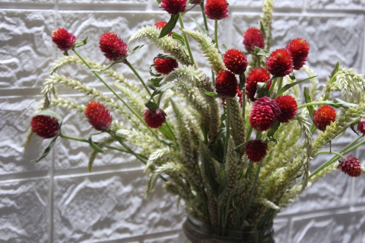 Buy Gomphrena Red fresh flowers bunch - BloomyBliss online florist